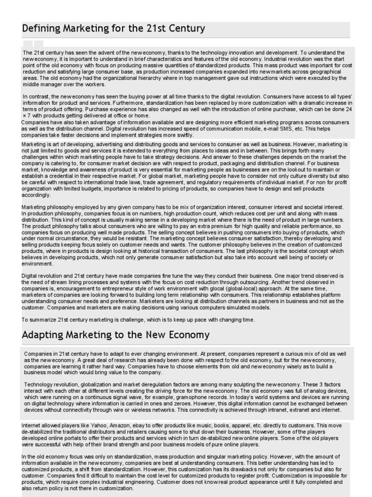 Marketing For The 21st Century | PDF | Marketing | Behavior
