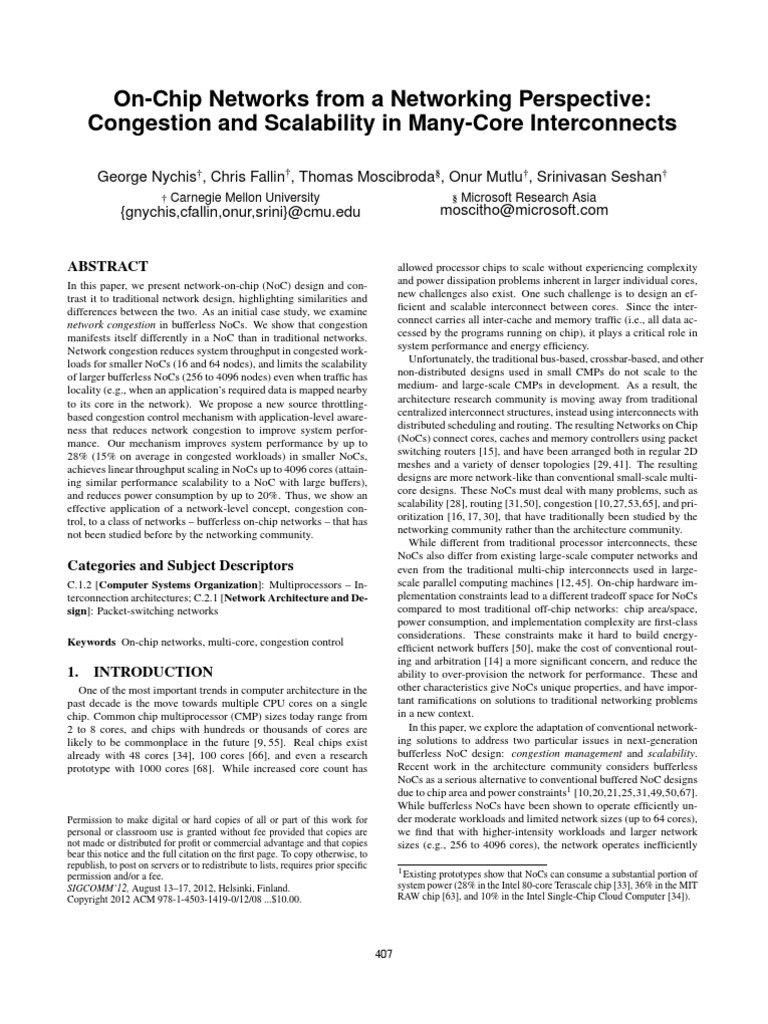 Introduction NoC Paper PDF | PDF | Multi Core Processor | Network ...