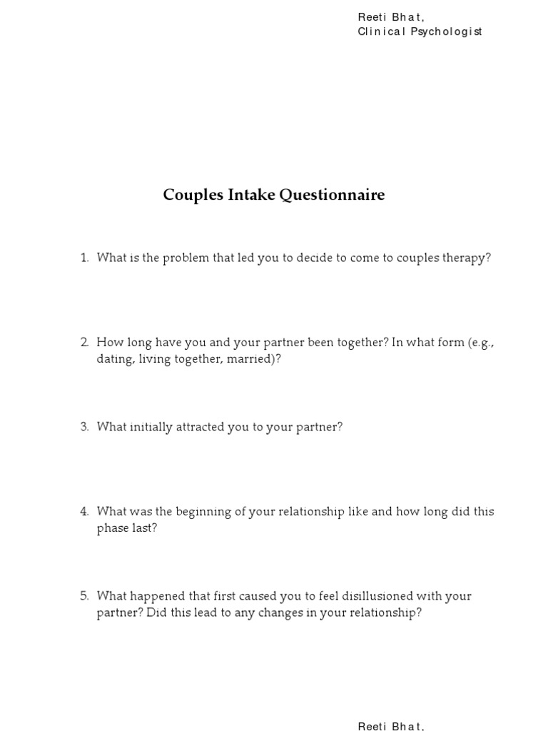 Couples Intake Questionnaire