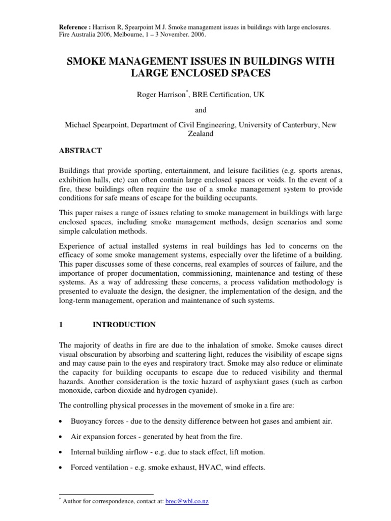 Smoke Management in Large Enclosed Spaces | PDF | Ventilation ...