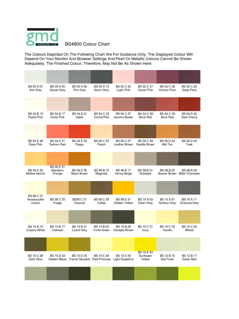 B.S. 4800 Colour Chart. | PDF | Blue | Green