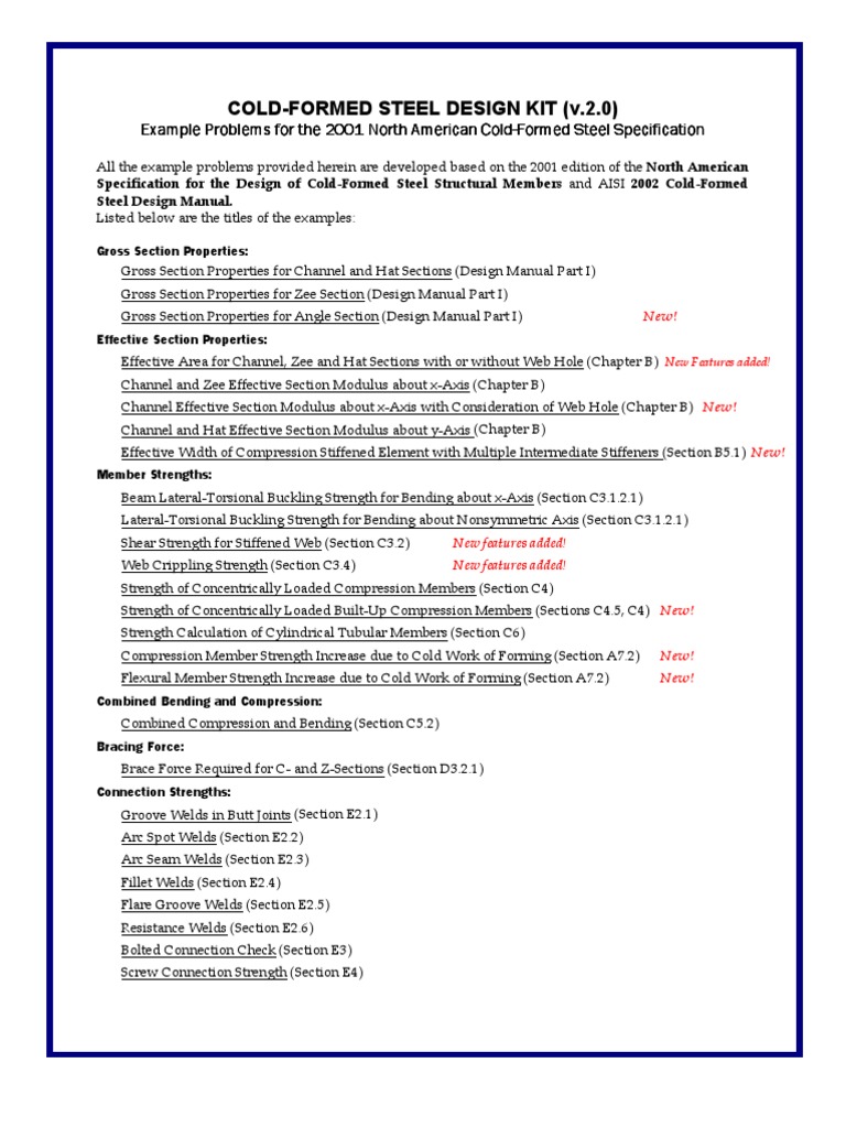 COLD-FORMED STEEL DESIGN KIT (v..2.0) PDF | Download Free PDF ...