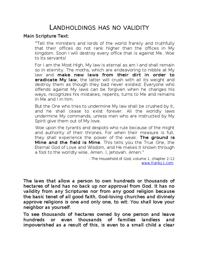 Divine Law vs. Land Ownership Issues | PDF | Worship | Catholic Church