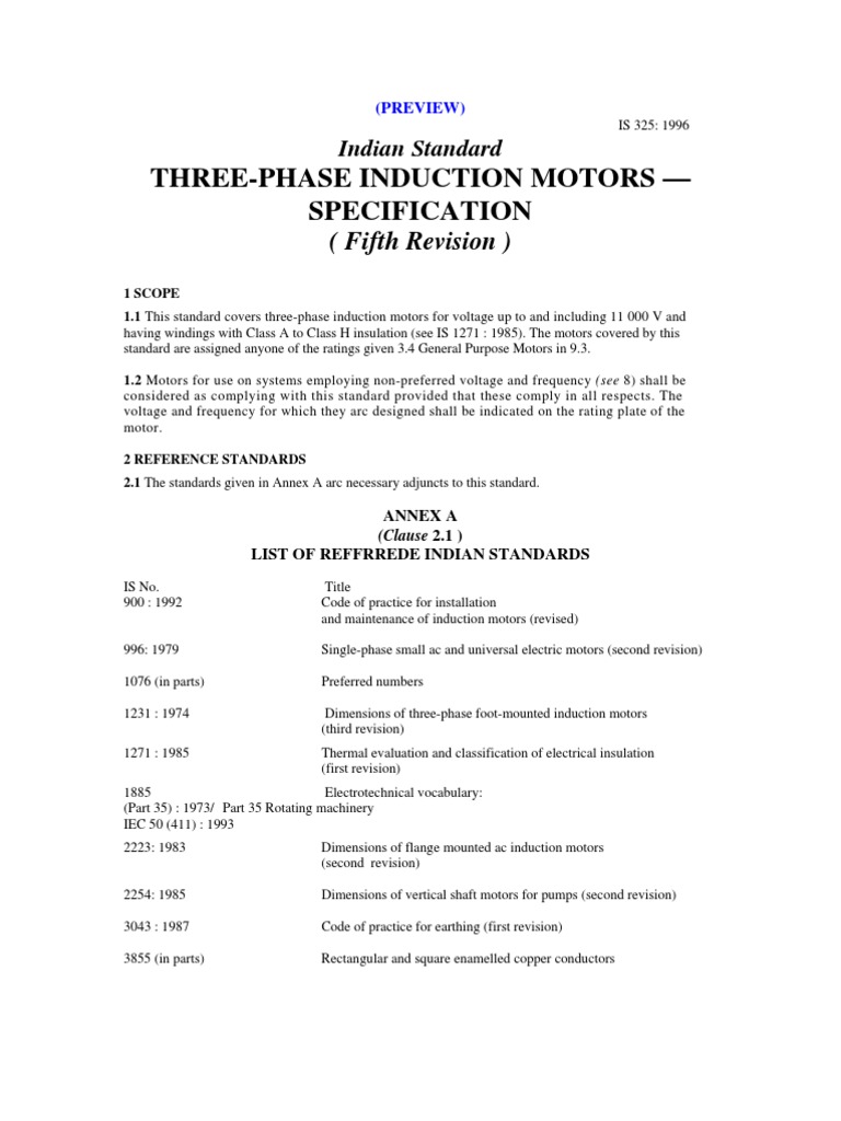 Three-Phase Induction Motors - Specification: (Fifth | PDF | Electric ...