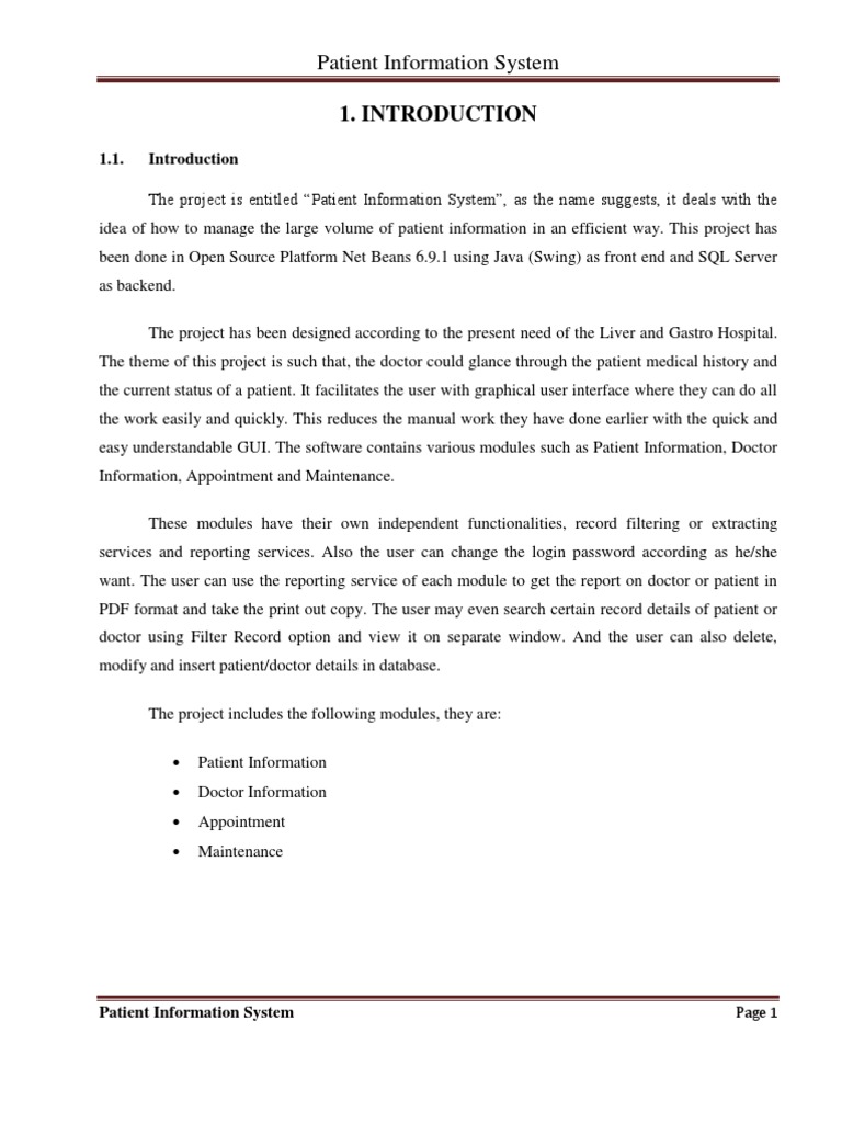 Patient Information System | PDF | Feasibility Study | Software Development