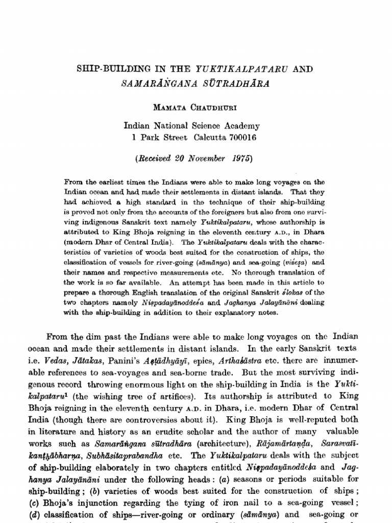 Ancient Ship Building Vedic-Science | PDF
