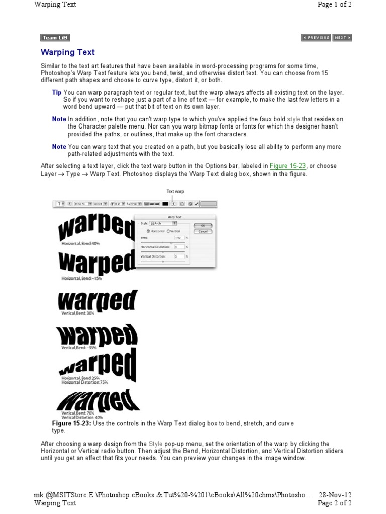 Warping Text.pdf | Adobe Photoshop | Typefaces