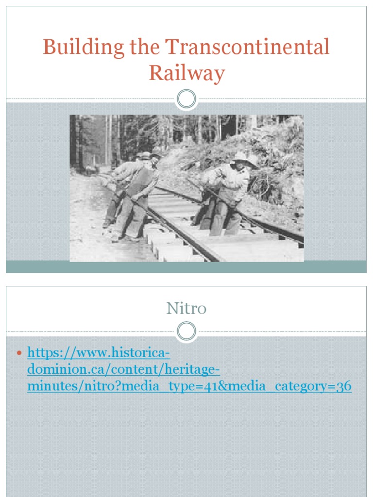 Building The Transcontinental Railway Final | PDF | Canada | Economies