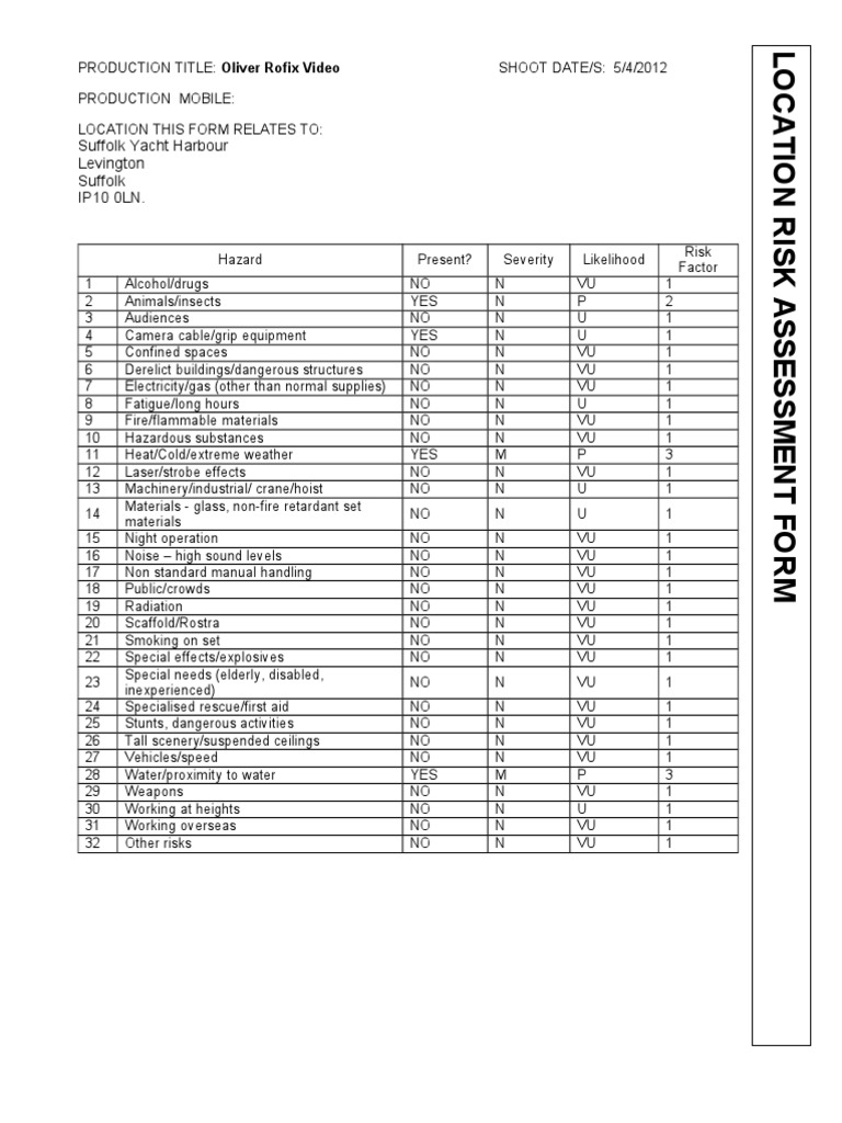 Levington Marina, Risk Assessment | PDF | Safety | Nature