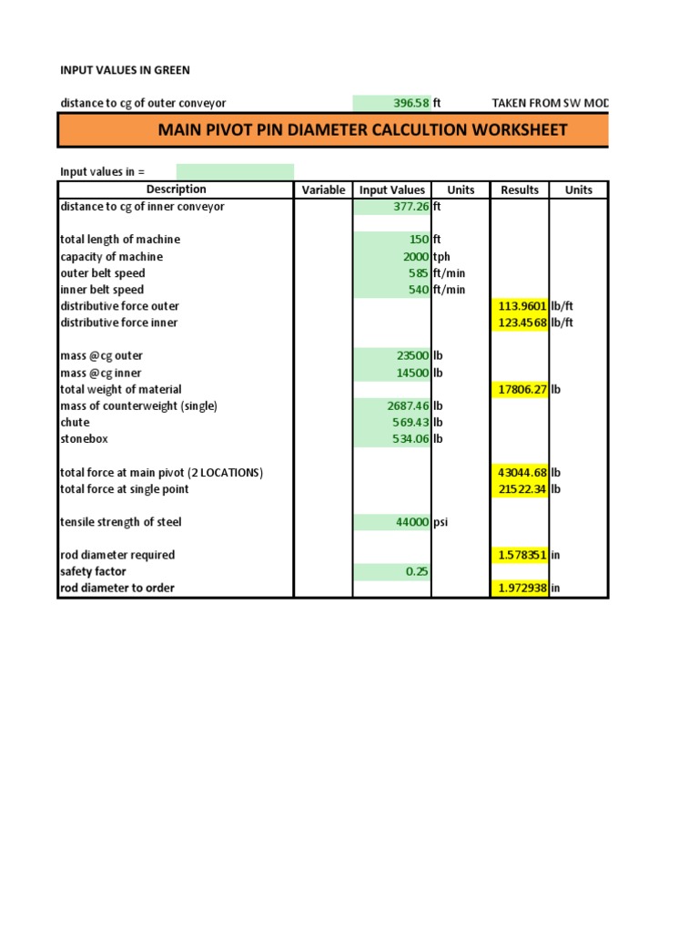 Pivot Pin Calculation Summary | PDF | Technology & Engineering