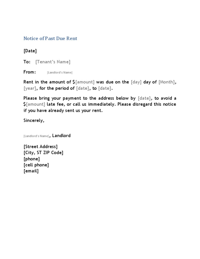 Notice of Past Due Rent | PDF