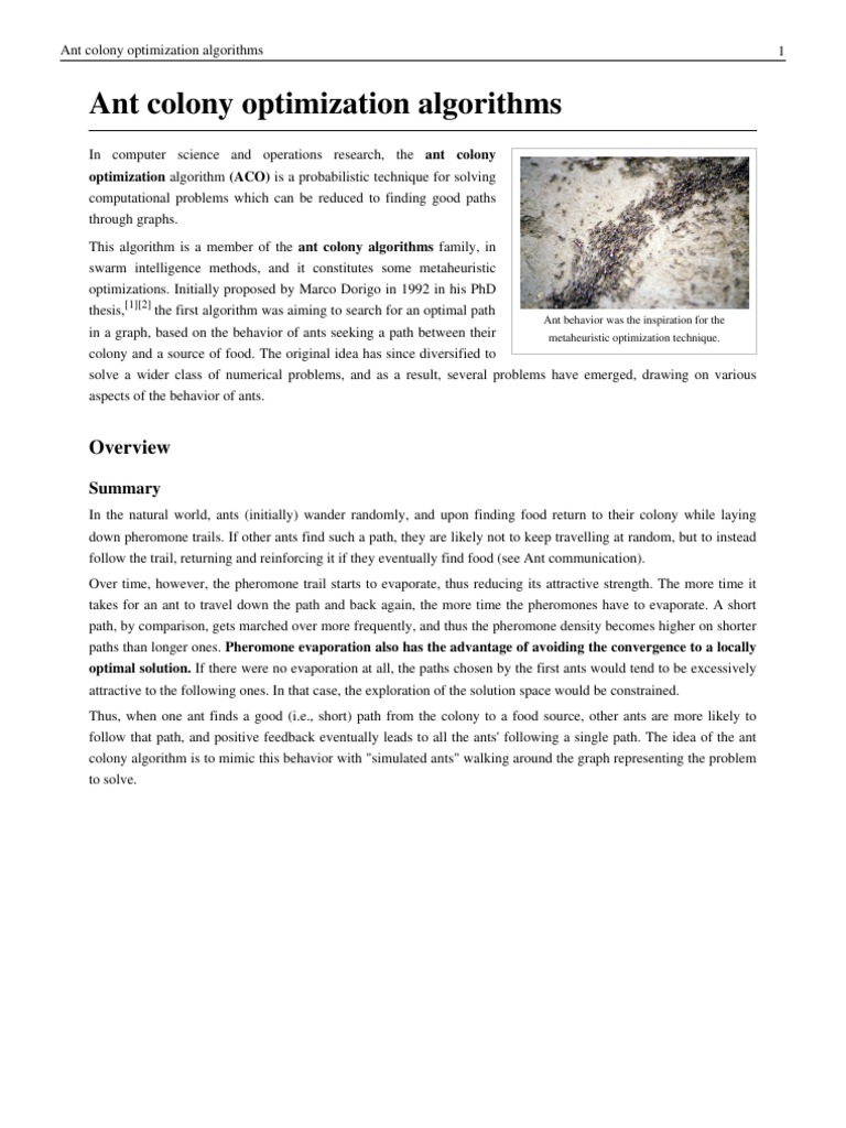 Ant colony optimization algorithms: A probabilistic technique for solving computational problems ...