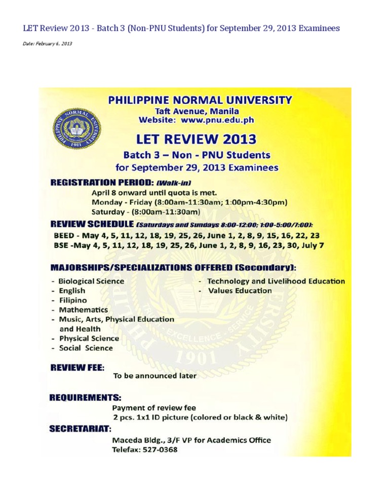 LET Review 2013 | PDF