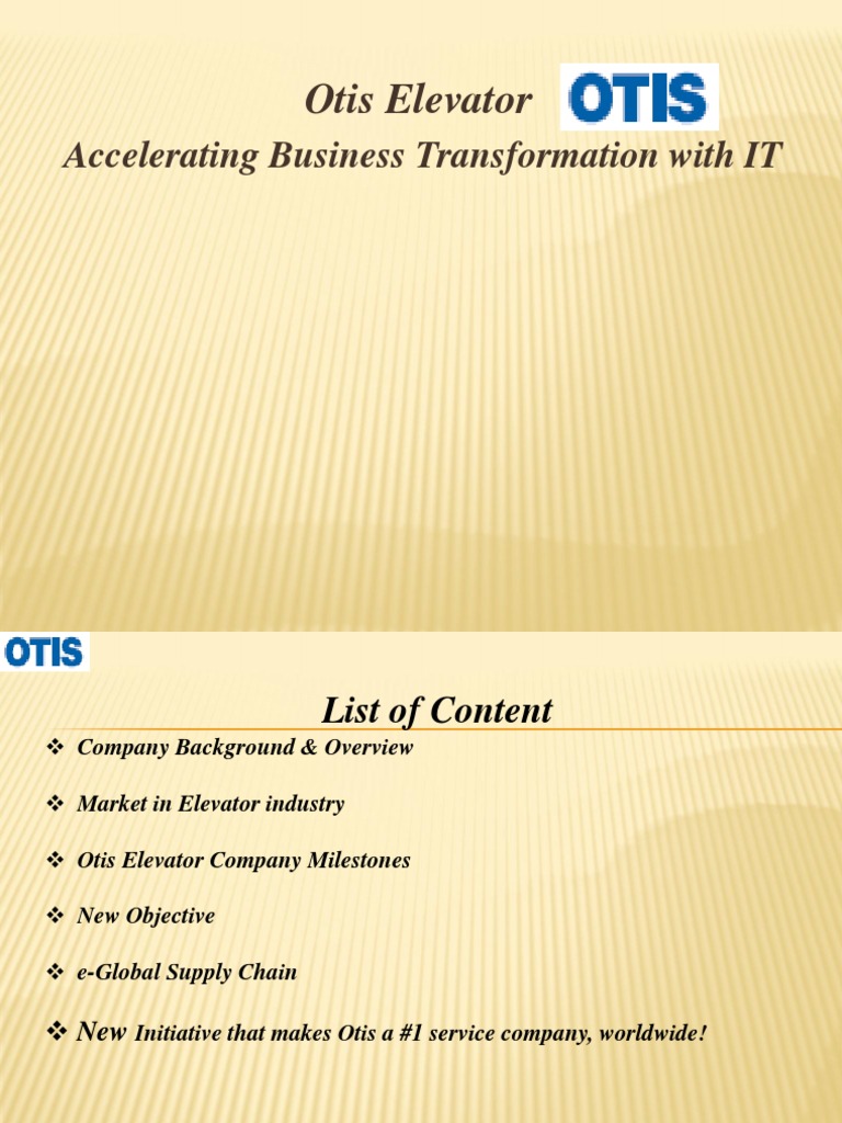 Otis Elevator: Accelerating Business Transformation With IT | PDF ...