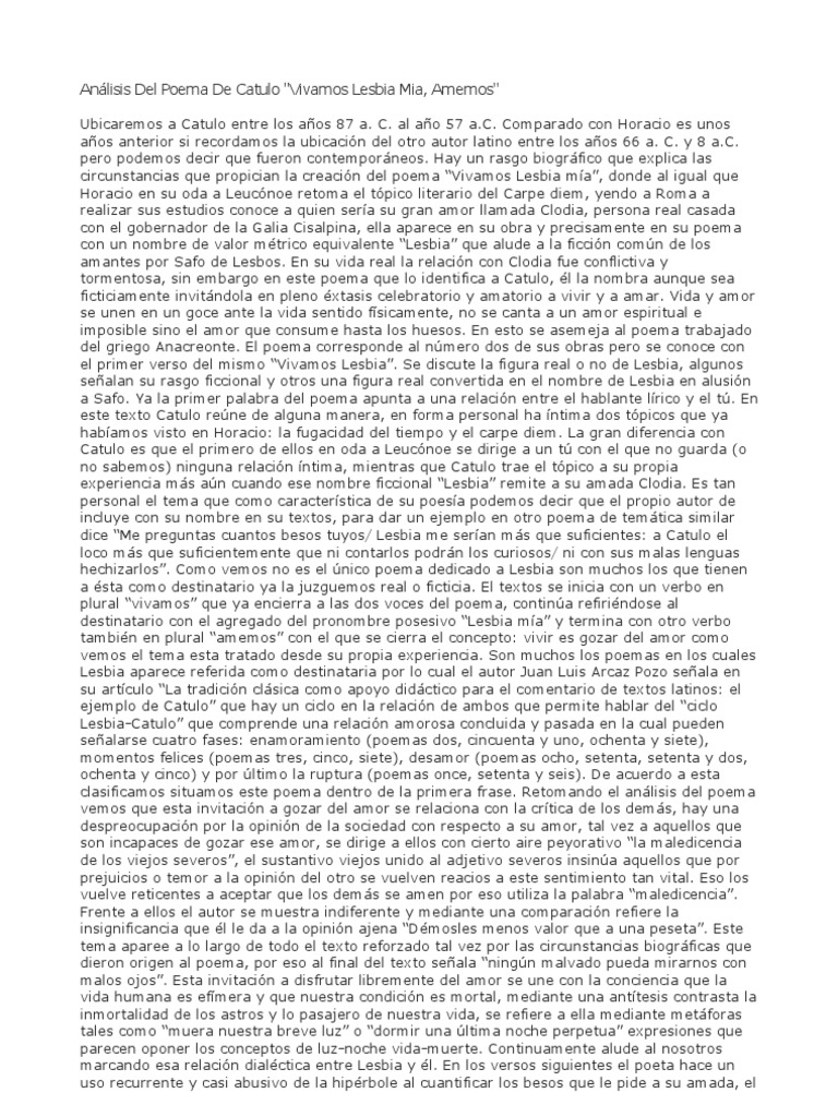 Análisis Del Poema de Catulo | PDF | Horacio | Amor