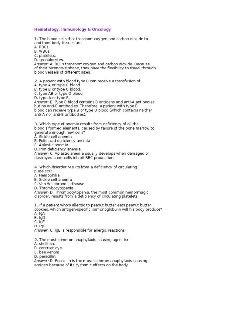 Hematology, Immunology & Oncology | PDF | Anemia | Cancer
