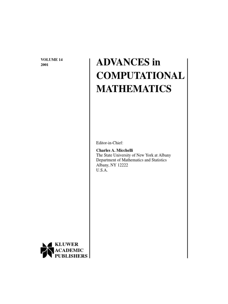 Advances in Computational Mathematics | PDF | Post Office Box | Mail
