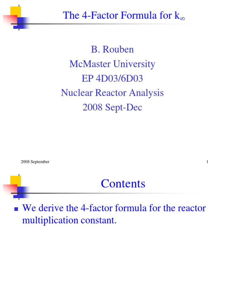 9 4-Factor Formula For K-Inf | PDF | Neutron | Nuclear Fission