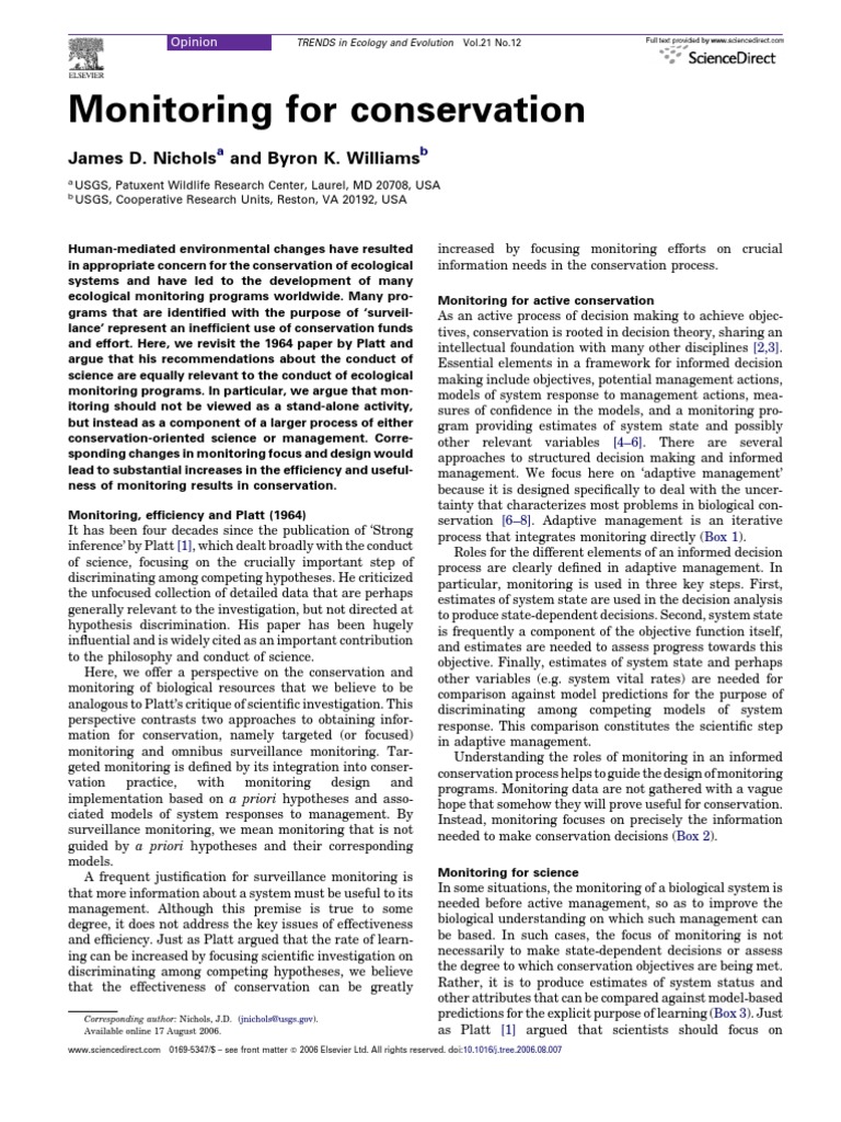 Monitoring For Conservation | PDF | Statistical Hypothesis Testing ...