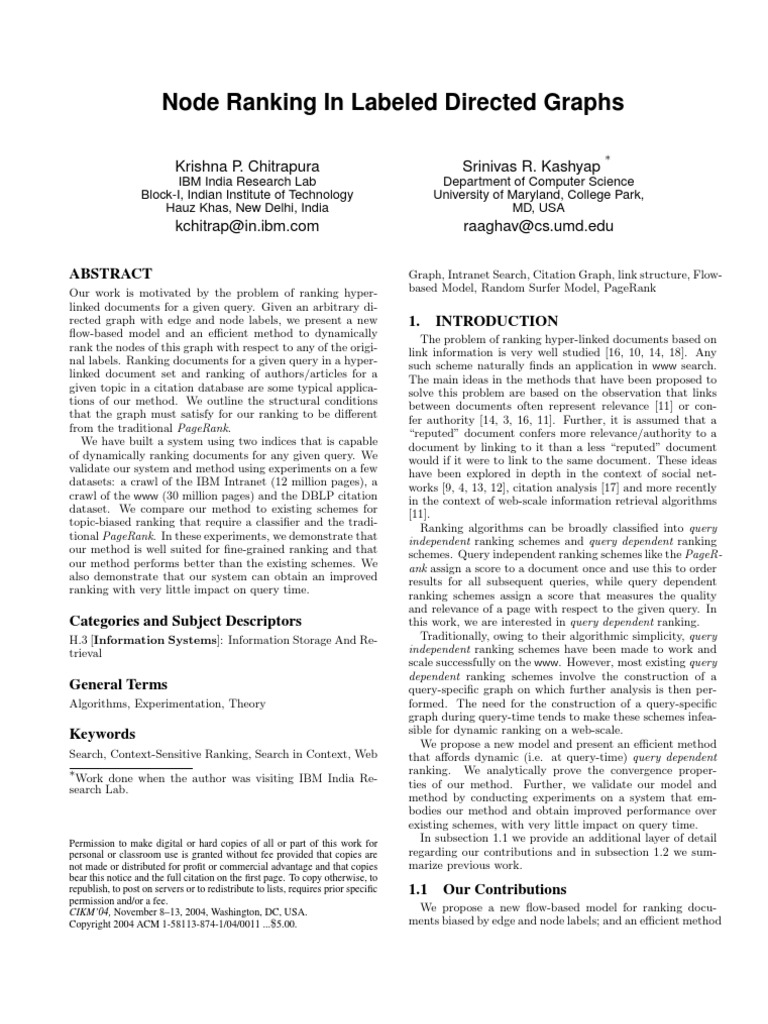Node Ranking in Labeled Directed Graphs | PDF | Markov Chain | Information Retrieval