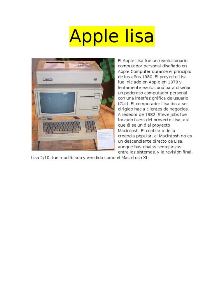 Apple Lisa: Innovación en Computación | PDF