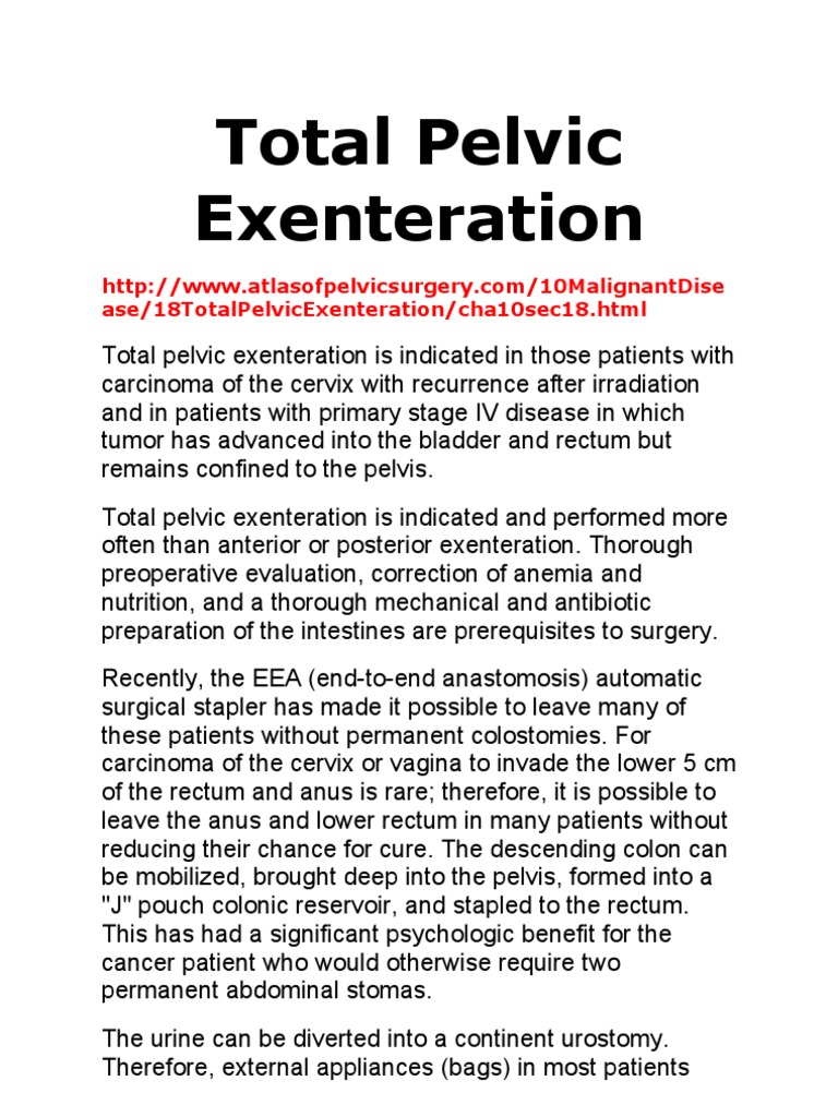 Total Pelvic Exenteration | PDF | Pelvis | Large Intestine