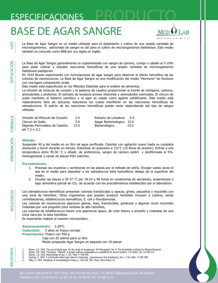Base Agar Sangre | PDF | Biología | Microbiología
