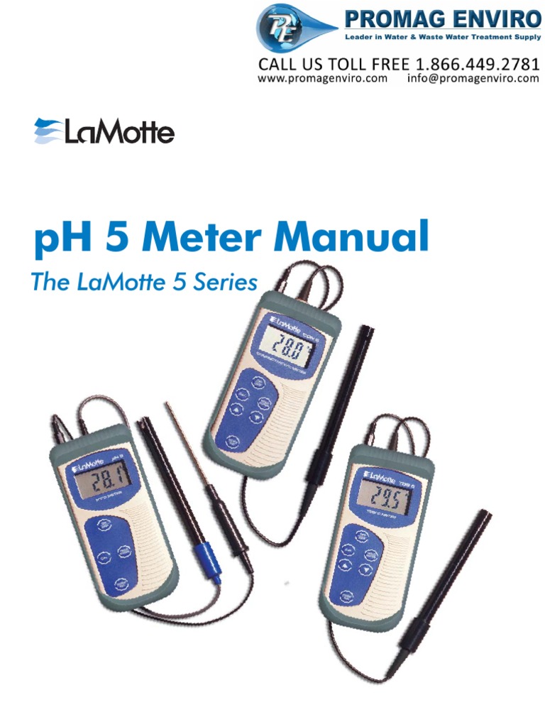 LaMotte 5-0034 PH Meter pH5 Plus Handheld Manual | PDF | Ph | Calibration