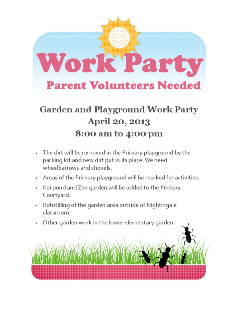 Garden and Playground Work Party Event | PDF