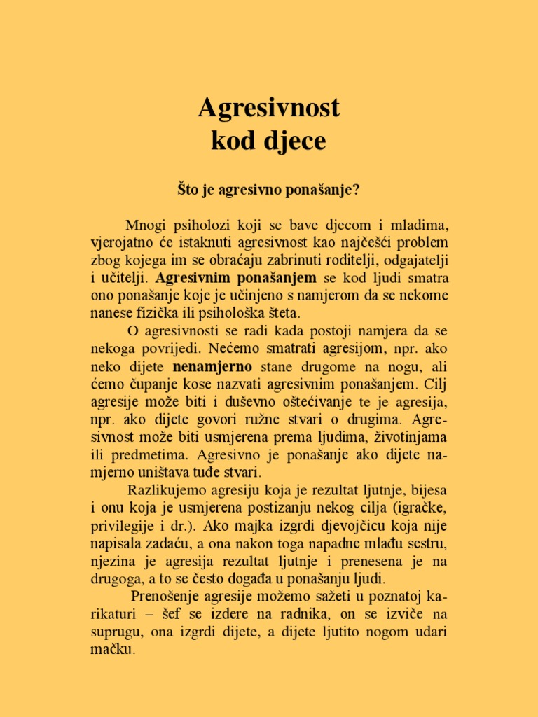 Agresivnost Kod Djece | PDF