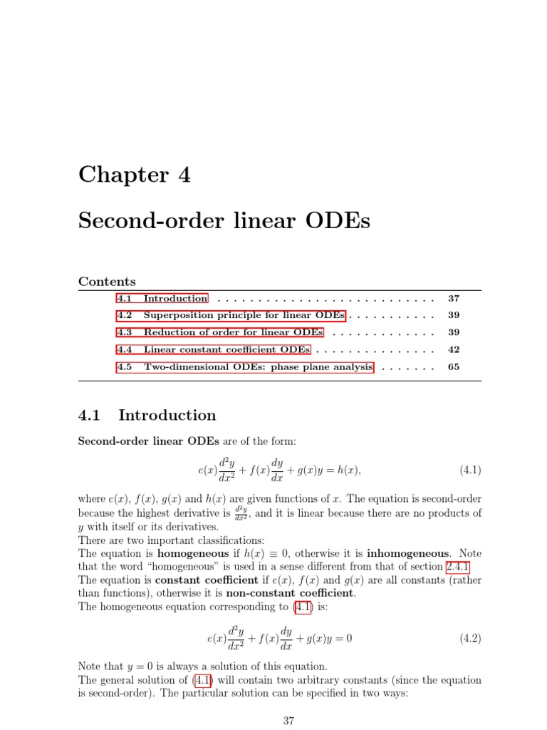 Second-Order Linear Odes | PDF | Ordinary Differential Equation | Sine