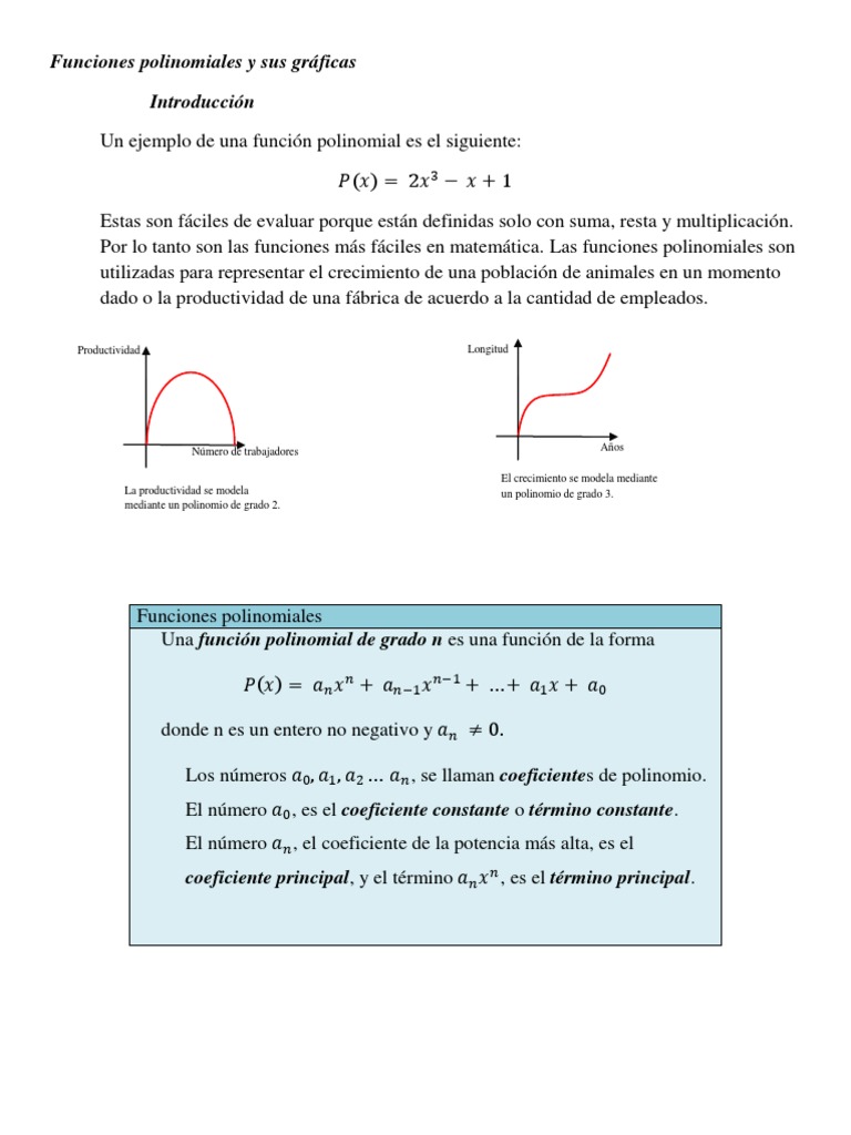 Funciones Polinomiales y Sus Gráficas | PDF | Objetos matemáticos | Álgebra abstracta