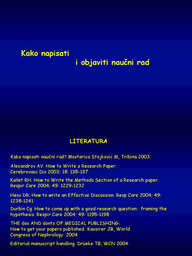 Kako Napisati I Objaviti Naucni Rad | PDF
