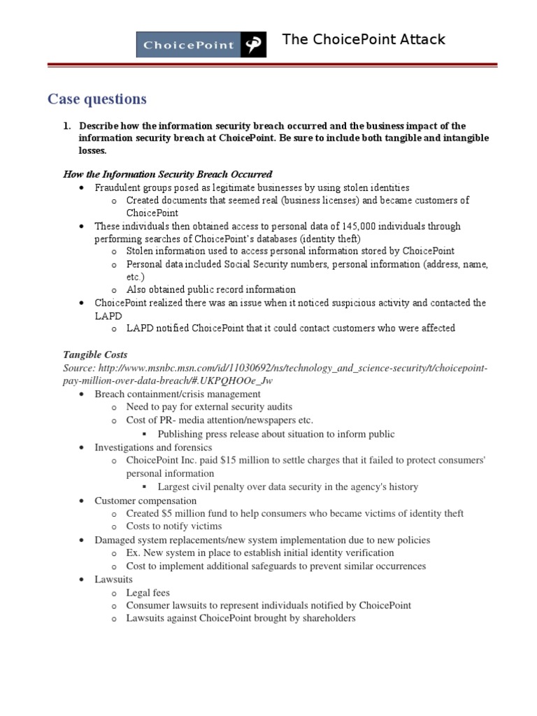 Choice Point | PDF | Identity Theft | Computer Security