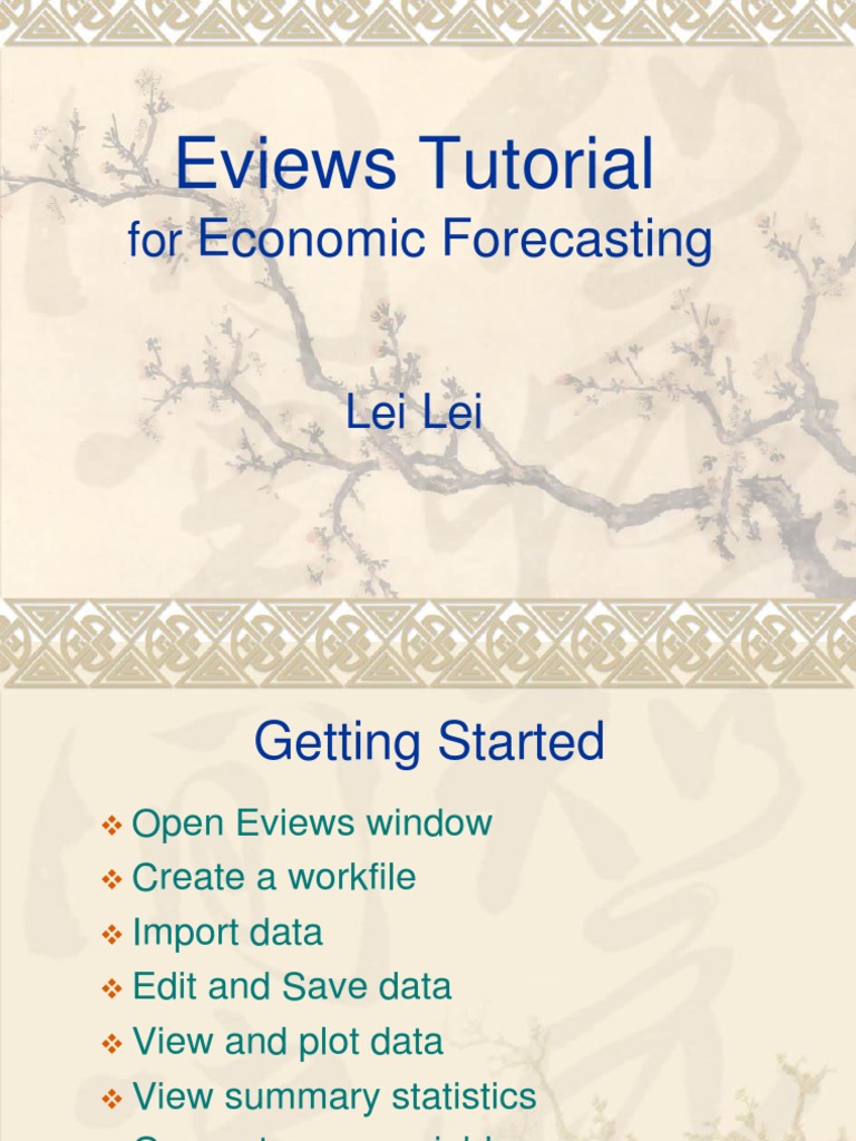 How To Use EViews by Lei Lei | PDF | Regression Analysis | Spreadsheet