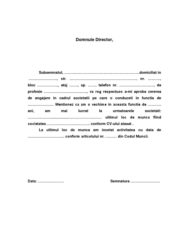 Cerere de Angajare | PDF