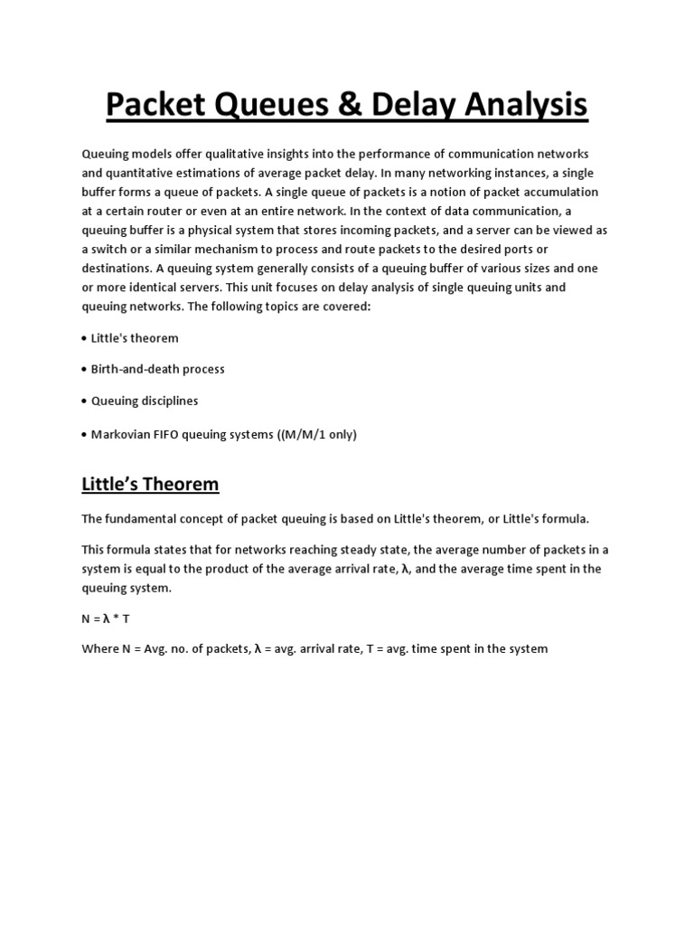 Packet Queues and Delay Analysis | PDF | Stochastic Process | Markov Chain