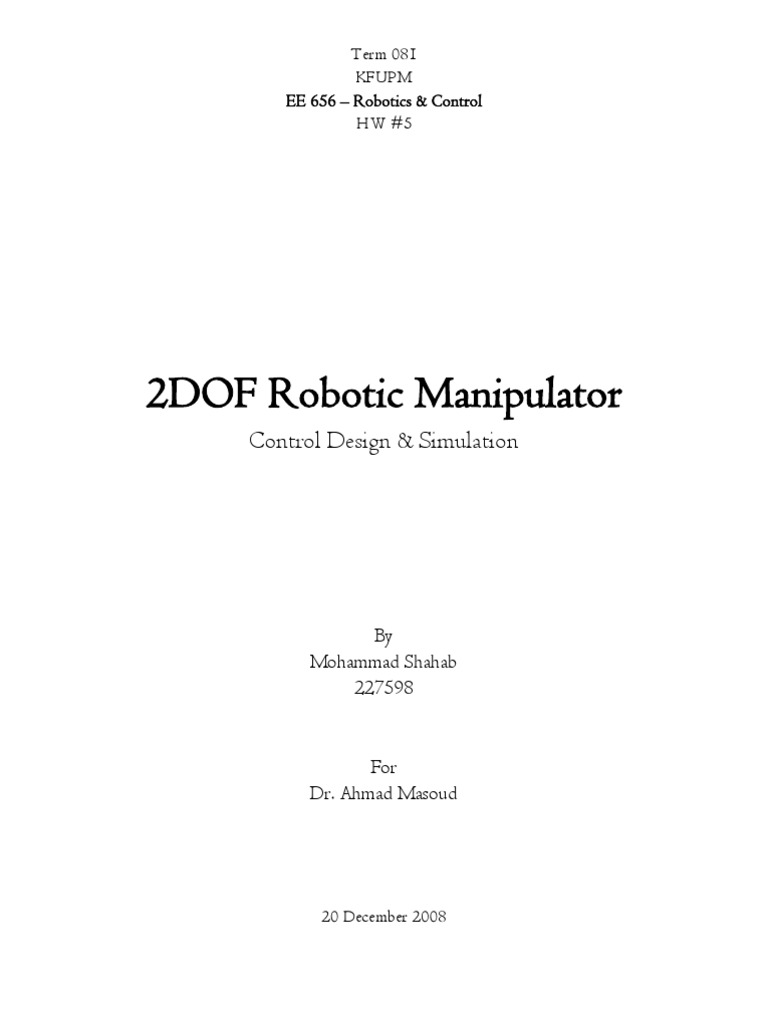 Robot ARM Simulation | PDF | Mathematical Analysis | Mechanics Robot ARM Simulation | PDF | Mathematical Analysis | Mechanics