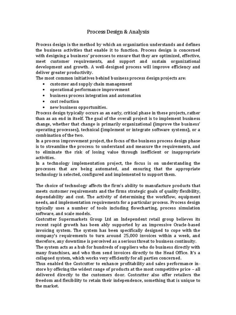 Process Design & Analysis | PDF | Business Process | Supply Chain ...