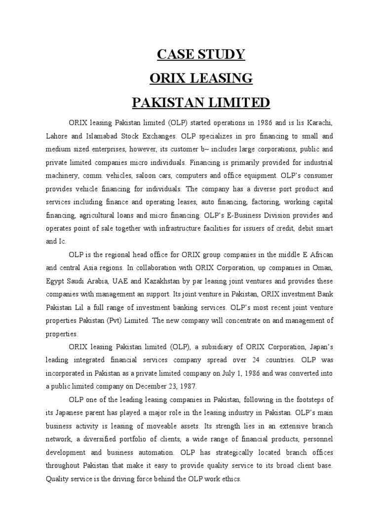 ORIX Leasing | PDF | Employment | Pakistan