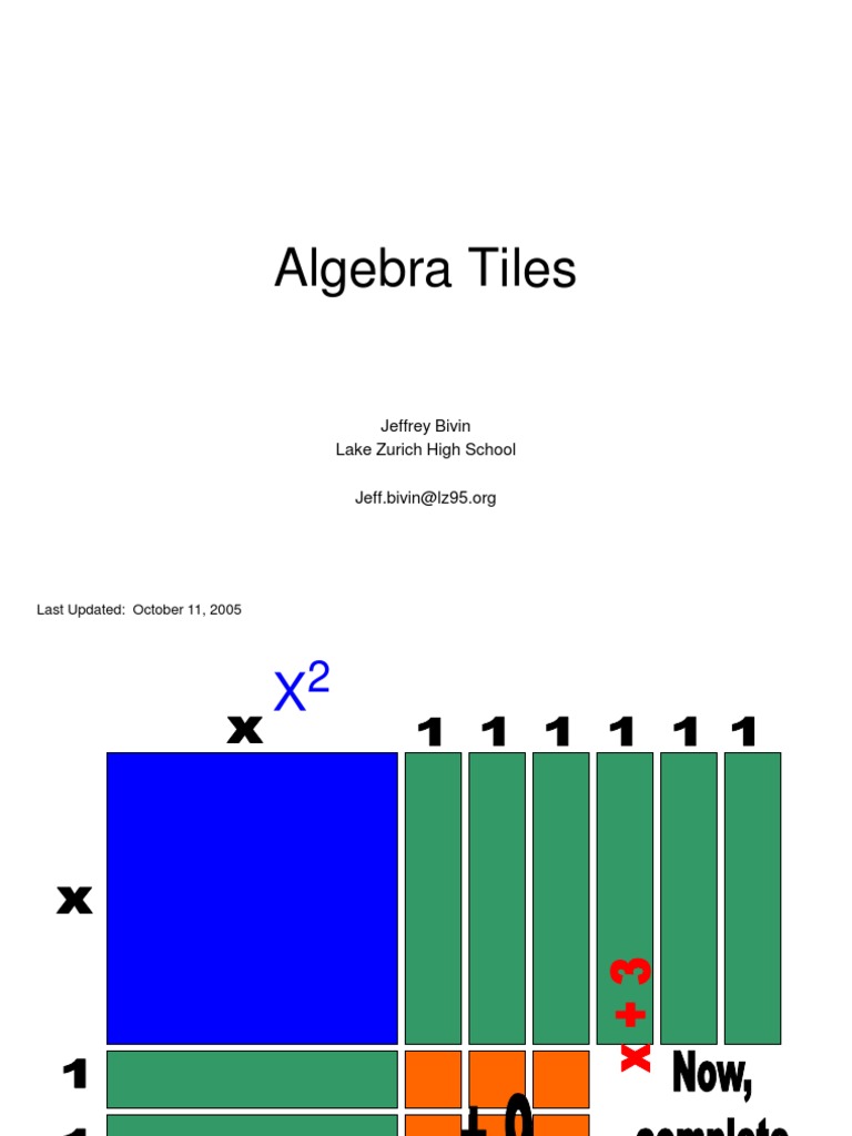 Algebra Tiles: Jeffrey Bivin Lake Zurich High School | PDF