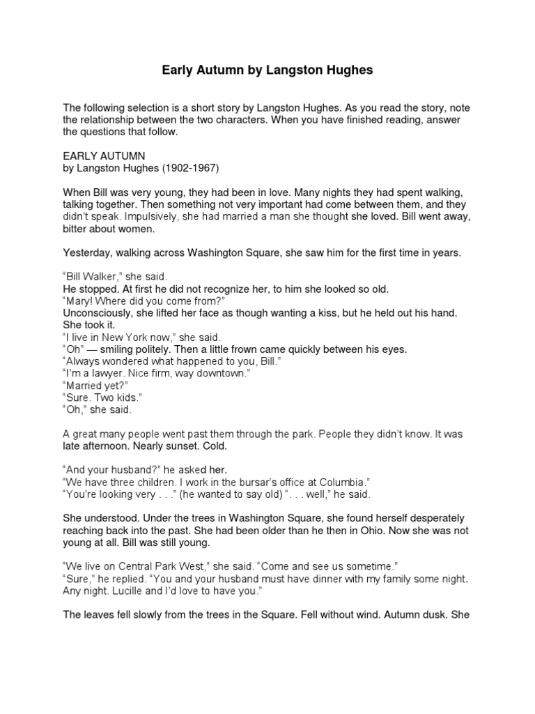 Early Autumn by Langston Hughes | PDF