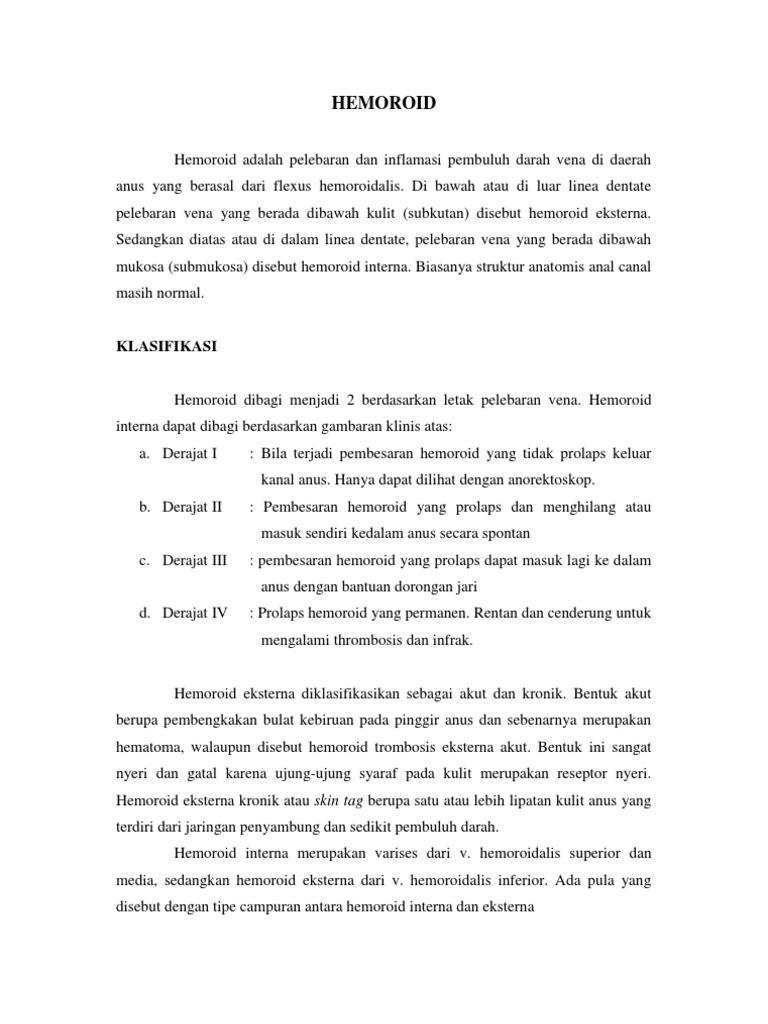 Prolaps Hemoroid: Klasifikasi dan Gejala | PDF