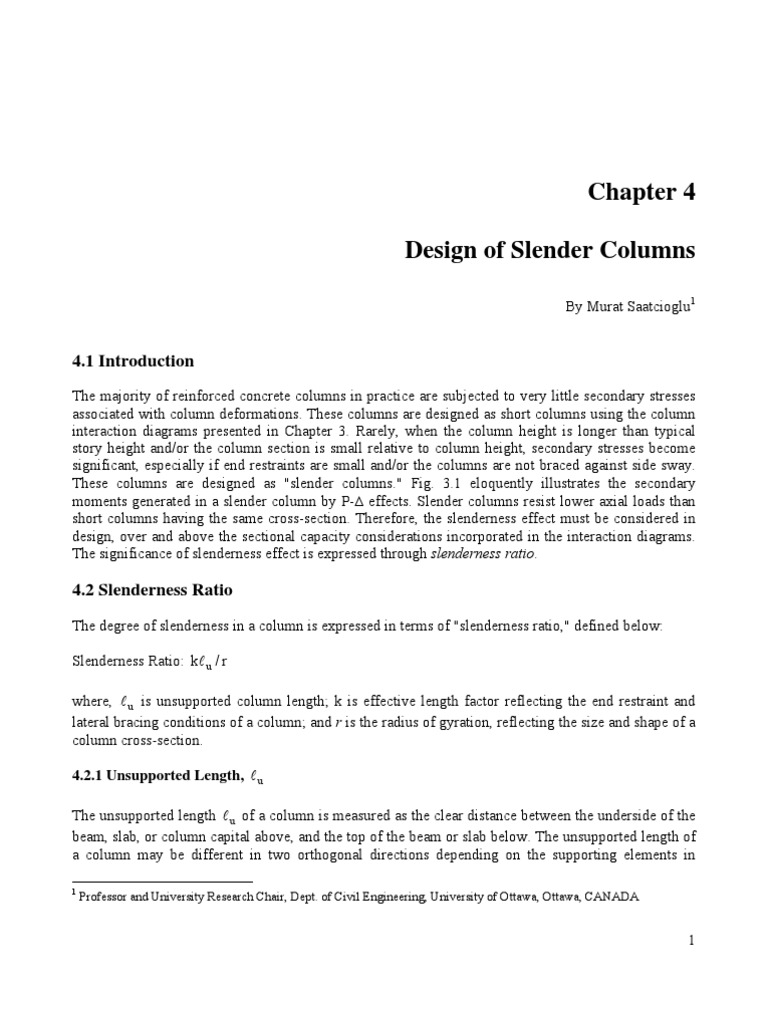 Chapter 4 - Slender Columns | PDF | Column | Buckling