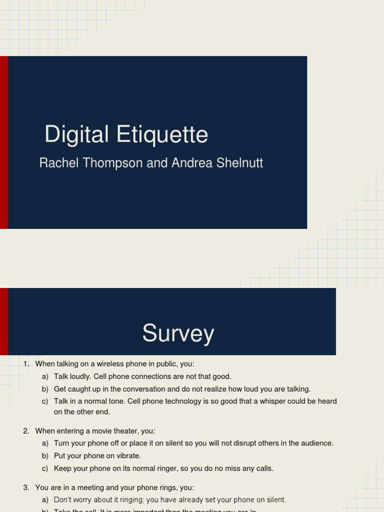 Digital Etiquette Presentation | PDF | Text Messaging | Etiquette