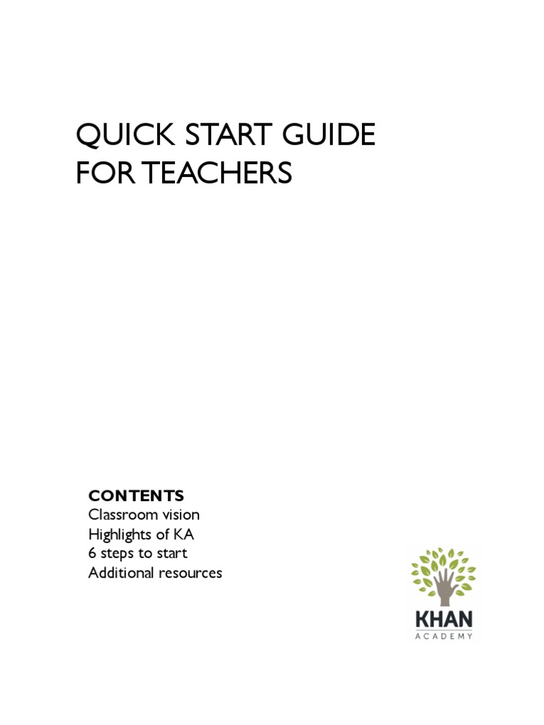 Quick Start Guide For Teachers KHAN ACADEMY | PDF | Motivation ...