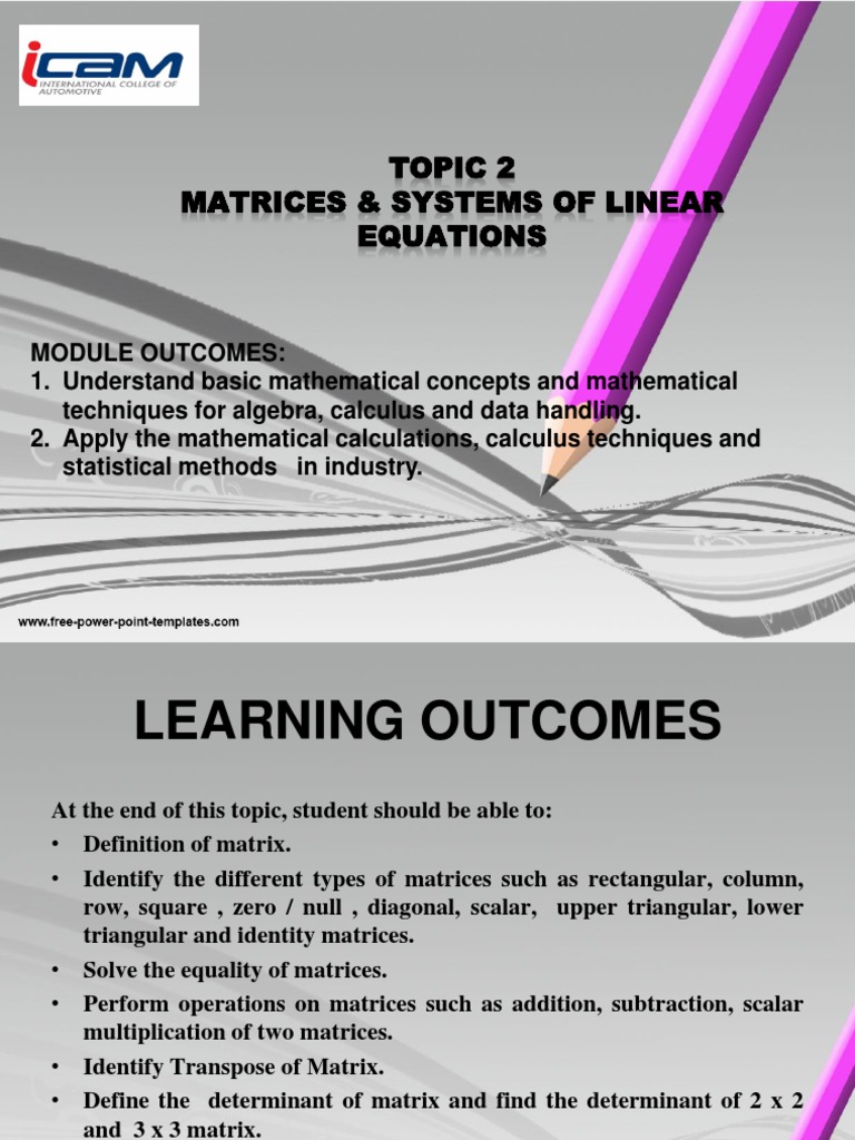 Topic 2 Matrices And System Of Linear Equations Pdf Matrix