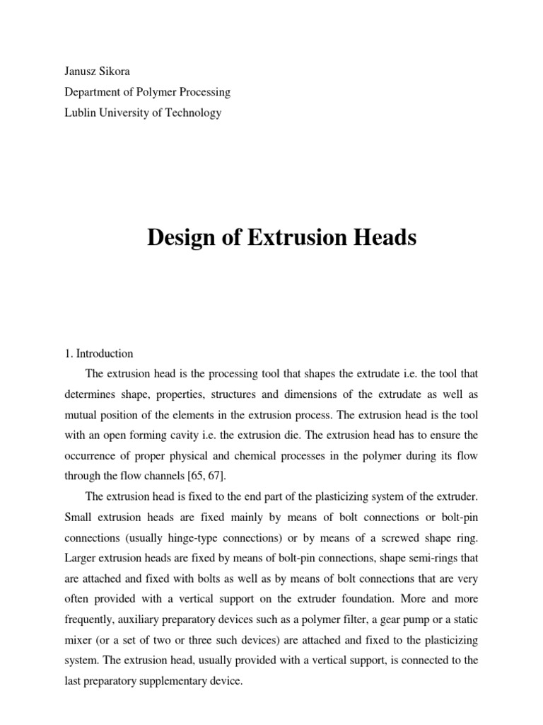 Design Guidelines for Extrusion Heads | PDF | Extrusion | Pipe (Fluid ...