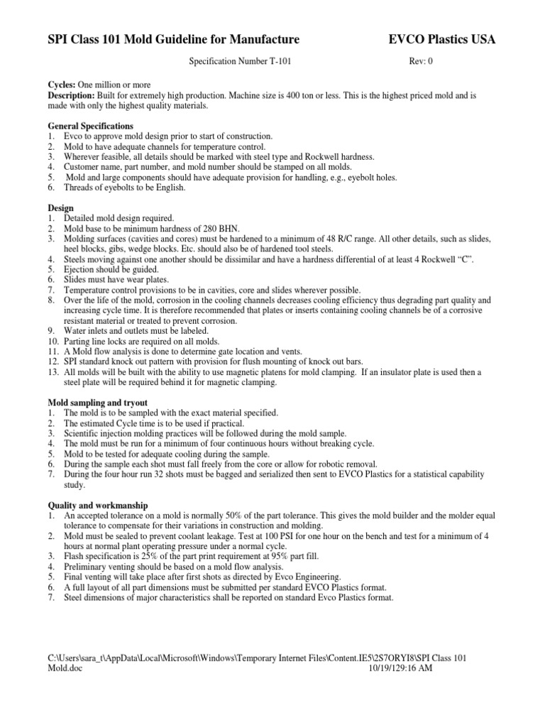 SPI Class 101 Mold | Industrial Processes | Engineering