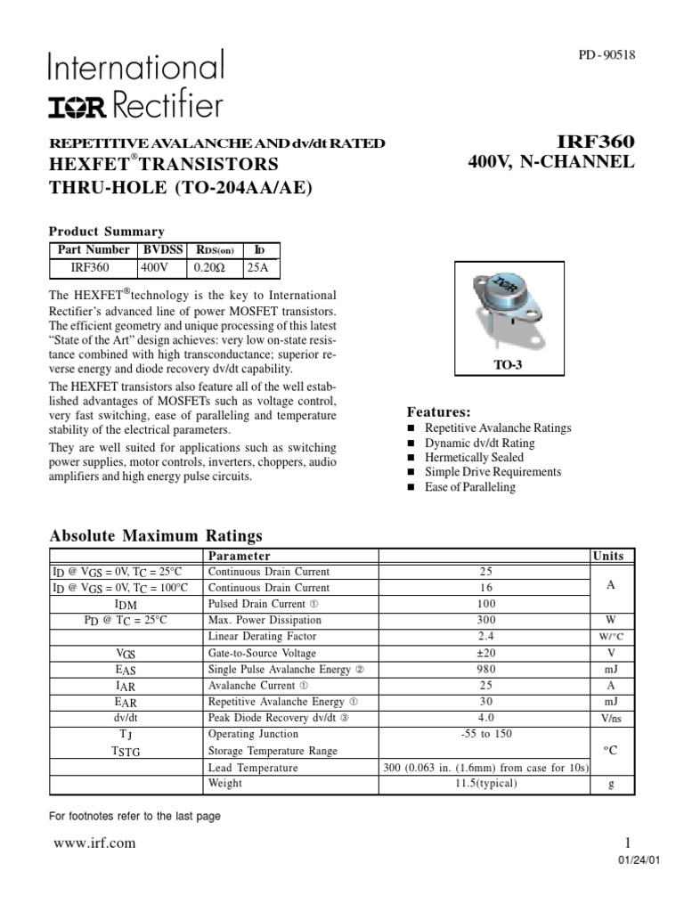 IRF360 | Download Free PDF | Field Effect Transistor | Transistor